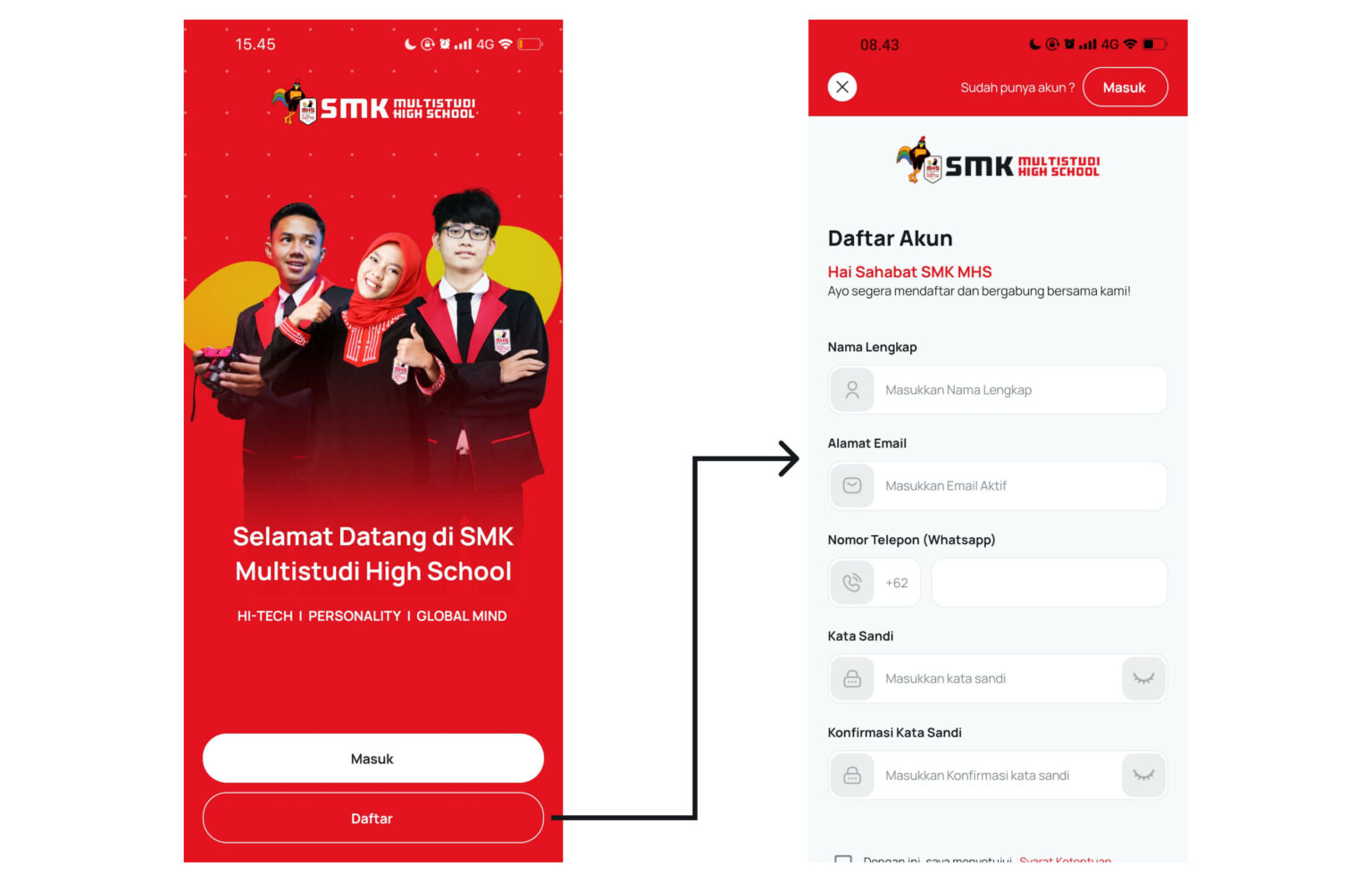 Cara Sign Up Atau Registrasi Aplikasi SMK MHS Batam